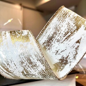 10 Yards Birch Bark Gold Ribbon - Wired Christmas Ribbon - Lodge Ribbon ...