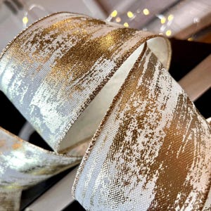 10 Yards Birch Bark Gold Ribbon - Wired Christmas Ribbon - Lodge Ribbon ...