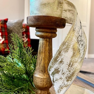 10 Yards Birch Bark Gold Ribbon - Wired Christmas Ribbon - Lodge Ribbon ...