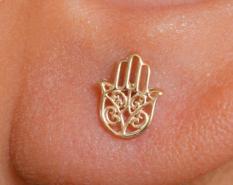 White Gold Hamsa Earrings Diamond Hamsa Earrings Hamsa Stud - Etsy