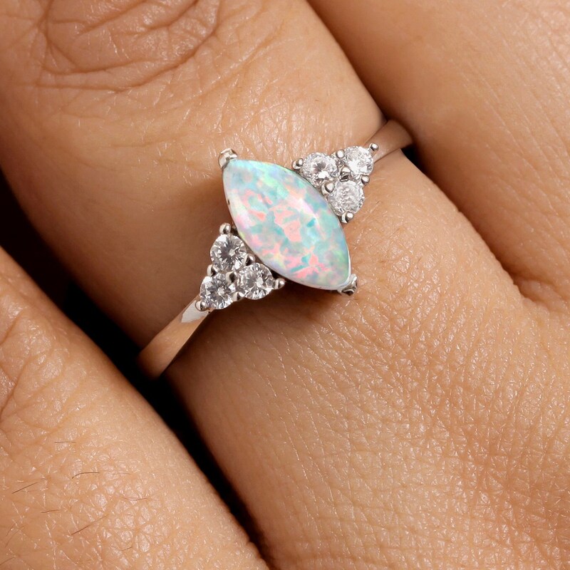 Silver Opal Ring - Etsy