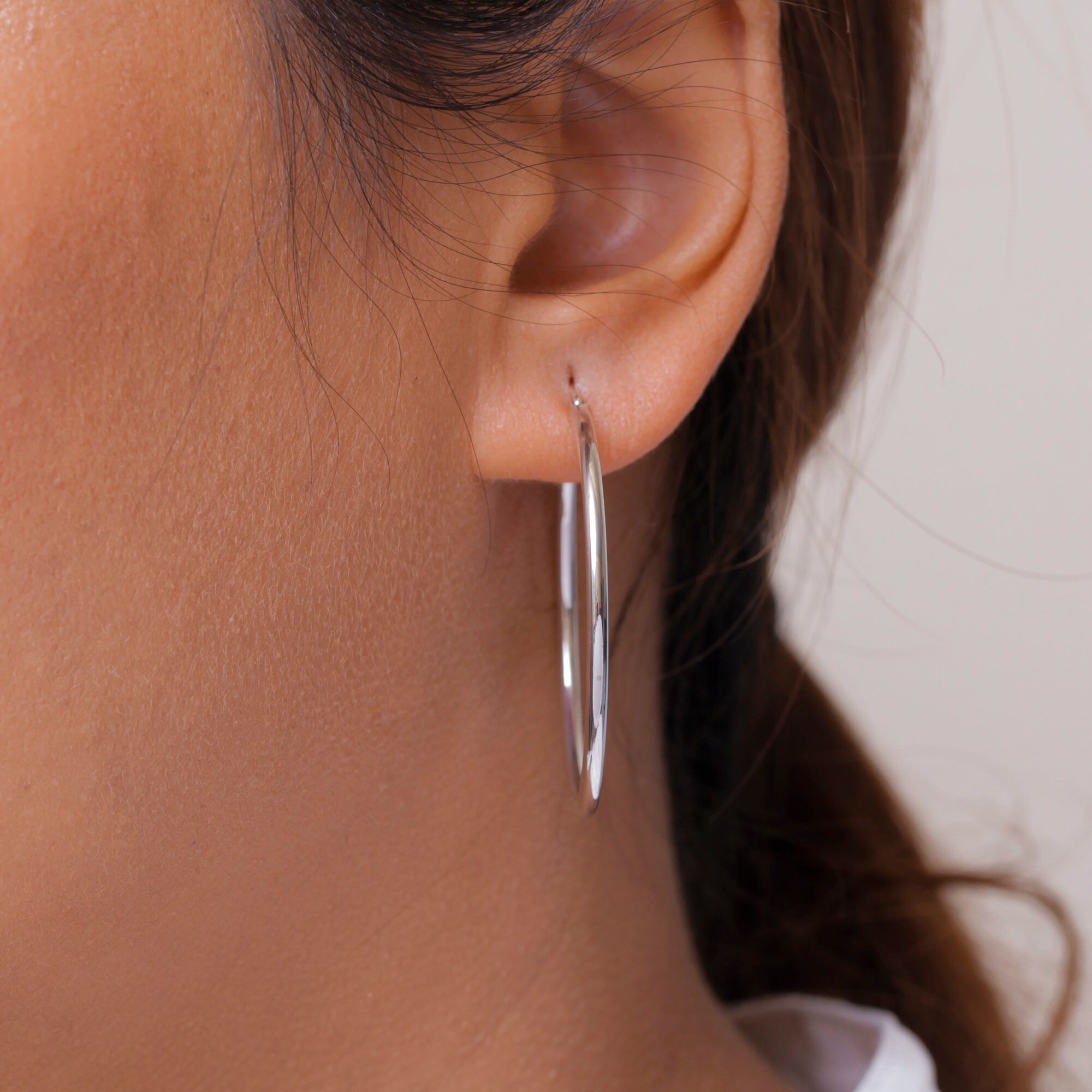 Silver Hoop Earrings 925 Sterling Silver Hoops Round Hoop - Etsy