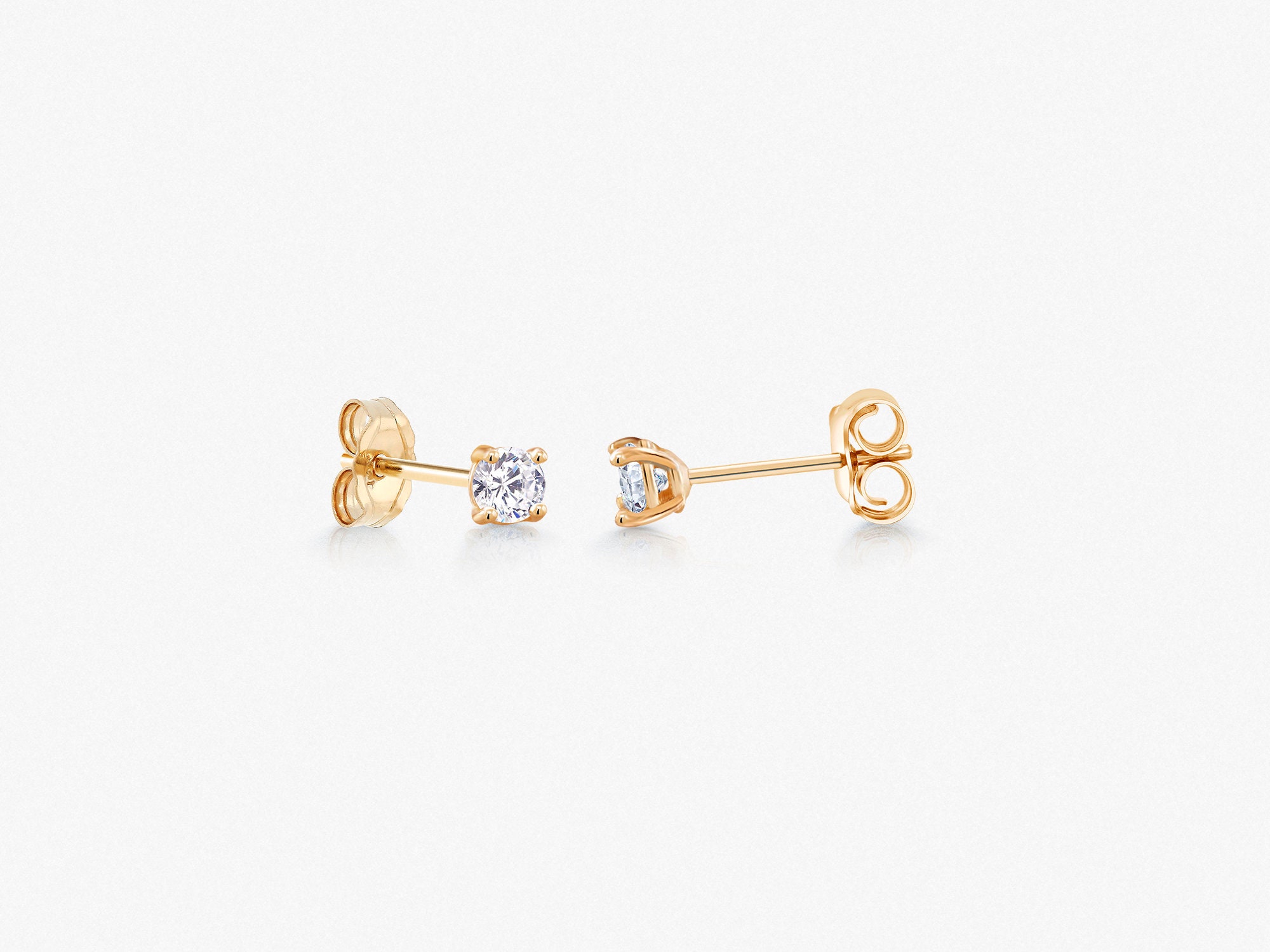 10K Gold Studs 3MM Gold Studs Gold CZ Studs Tiny Studs - Etsy
