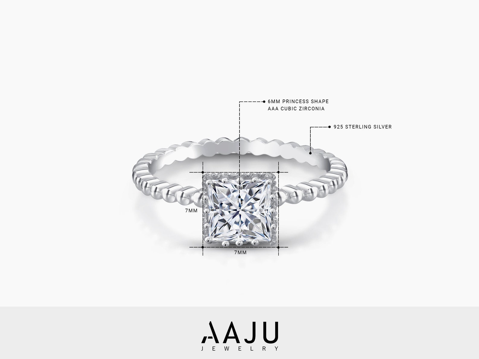 925 Sterling Silver Stacking Rings Square Solitaire Rings - Etsy