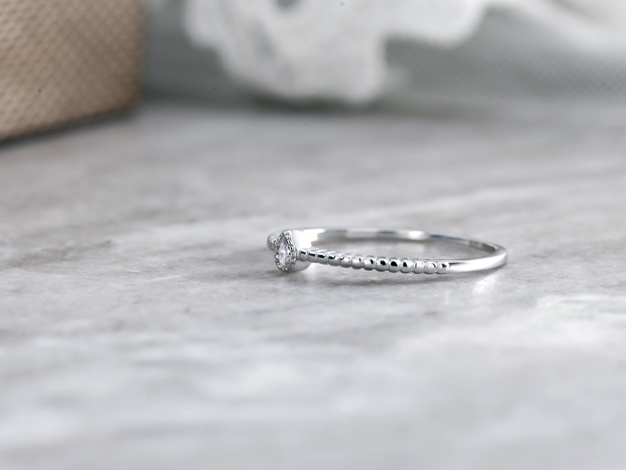 925 Sterling Silver Teardrop Cz Stacking Ring Teardrop | Etsy