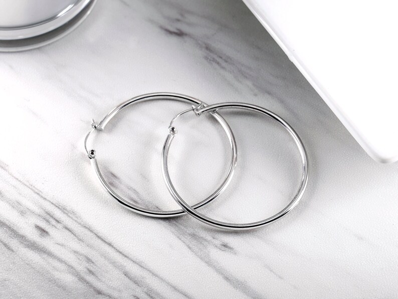 Silver Hoop Earrings 925 Sterling Silver Hoops Round Hoop - Etsy