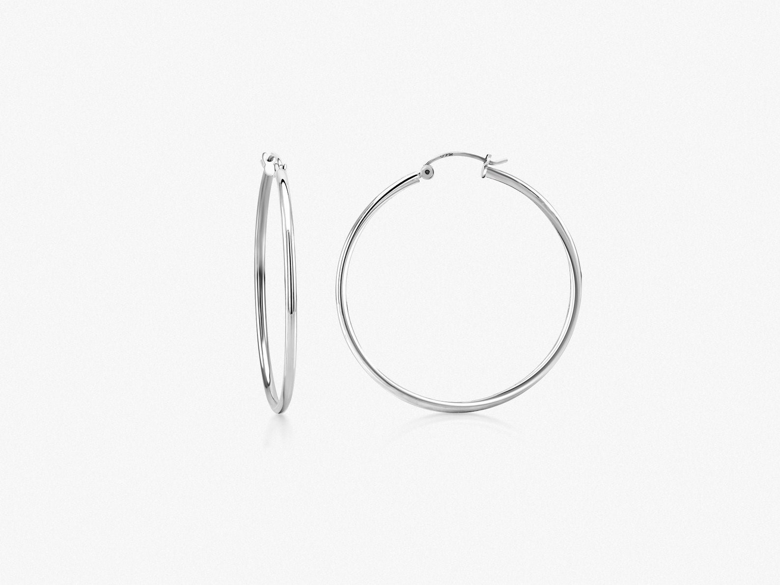 Silver Hoop Earrings 925 Sterling Silver Hoops Round Hoop - Etsy