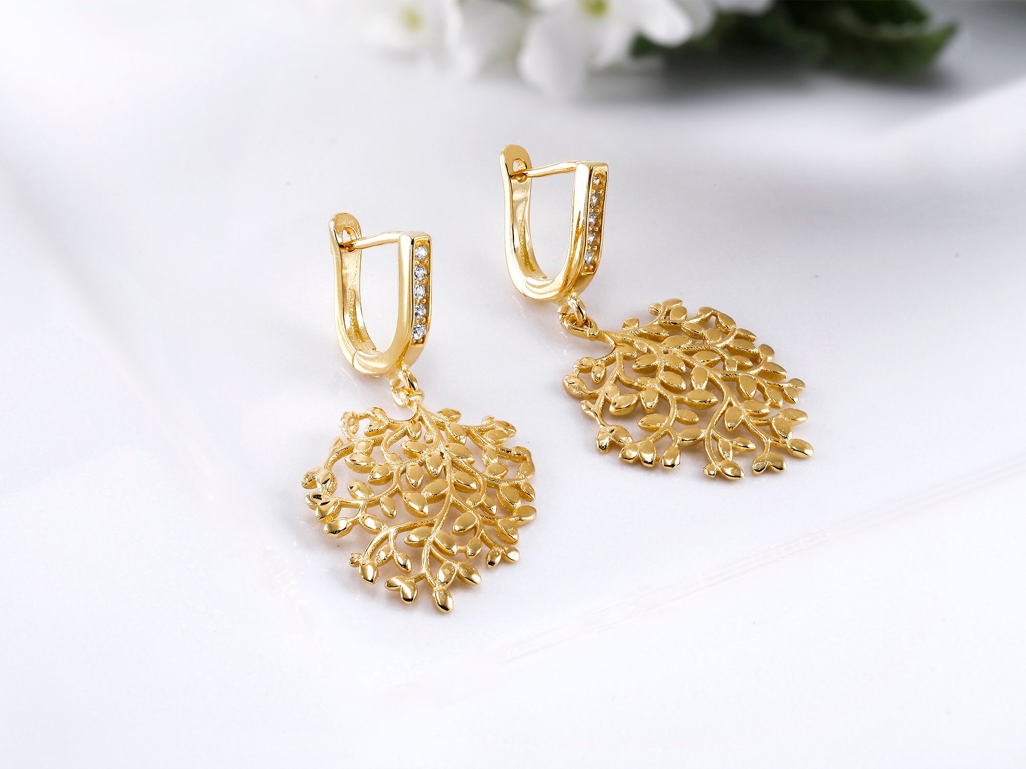 925 Olive Leaf Earring Olive Gold Plated Earring Olive Leaf - Etsy