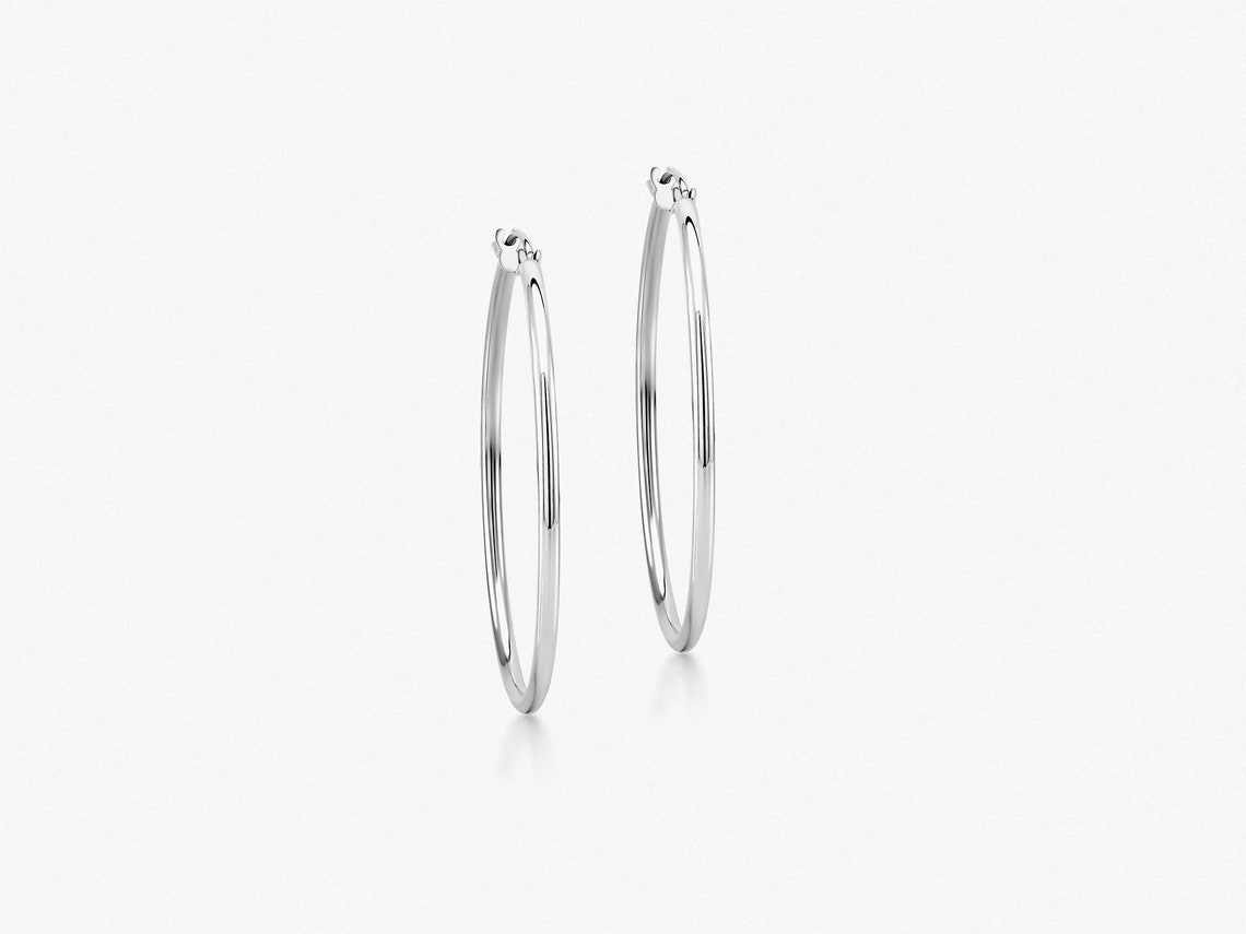 Silver Hoop Earrings 925 Sterling Silver Hoops Round Hoop - Etsy