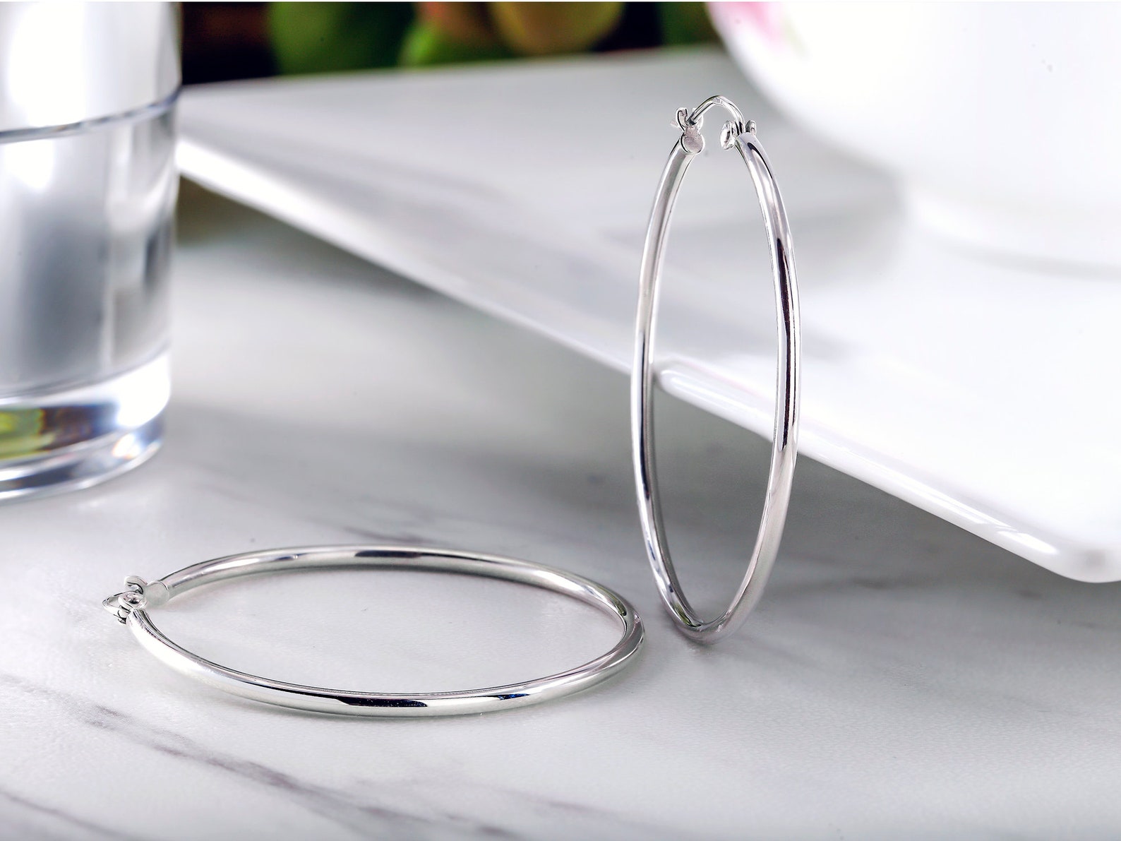 Silver Hoop Earrings 925 Sterling Silver Hoops Round Hoop - Etsy