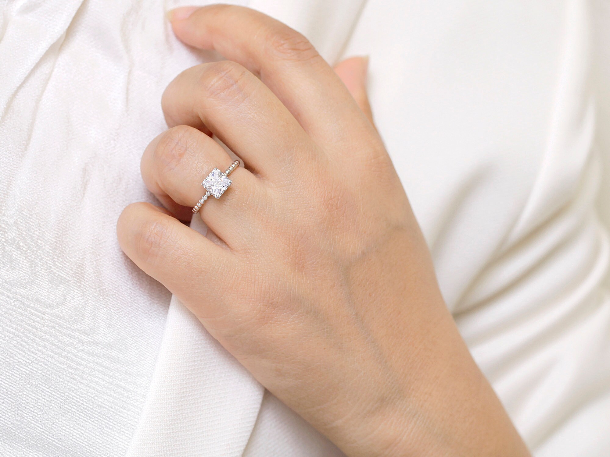 925 Sterling Silver Stacking Rings Square Solitaire Rings - Etsy