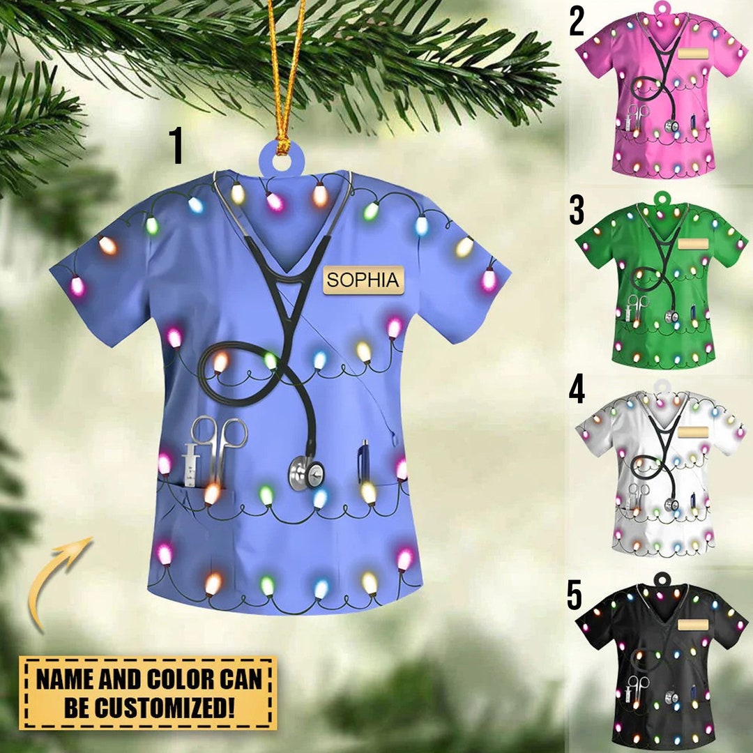 Personalized Nurse Christmas Ornament, Nurse Christmas Light Colorful ...