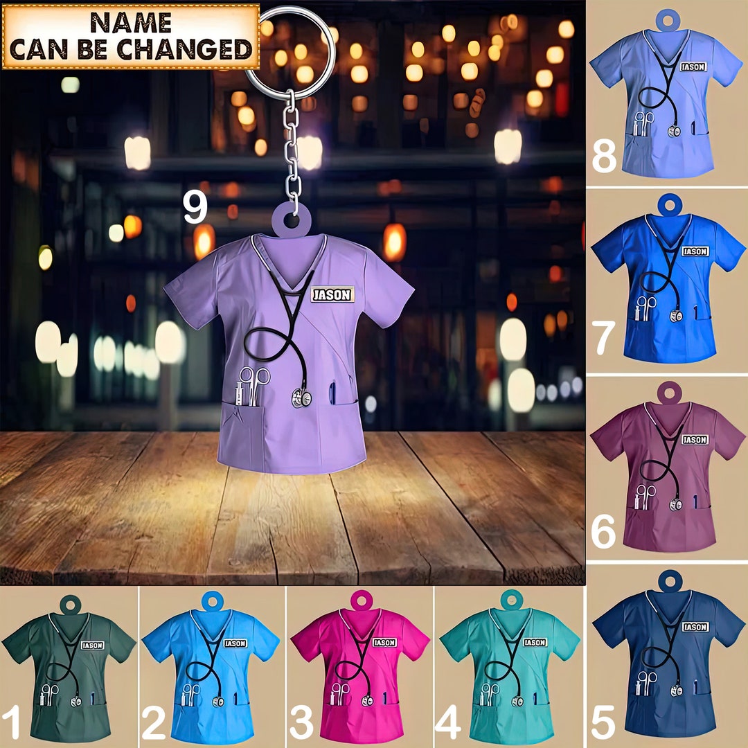 Personalized Nurse Uniform Keychain, Nurse Keychain,nurse Scrubs ...