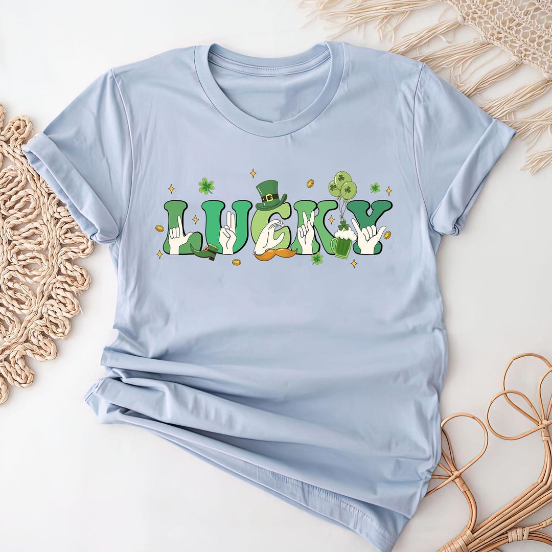 Patrick's Day ASL Shirt, Lucky Sign Language Shirt, Lucky Shirt, Deaf ...
