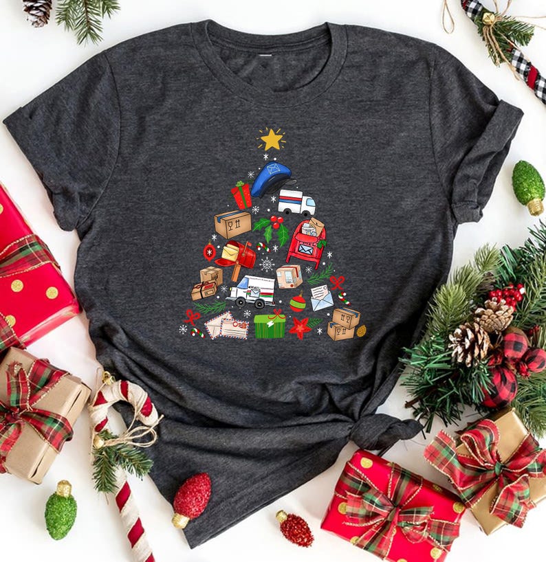 Postal Worker Christmas Tree Shirt, Christmas Postal Life Shirt, Postal ...