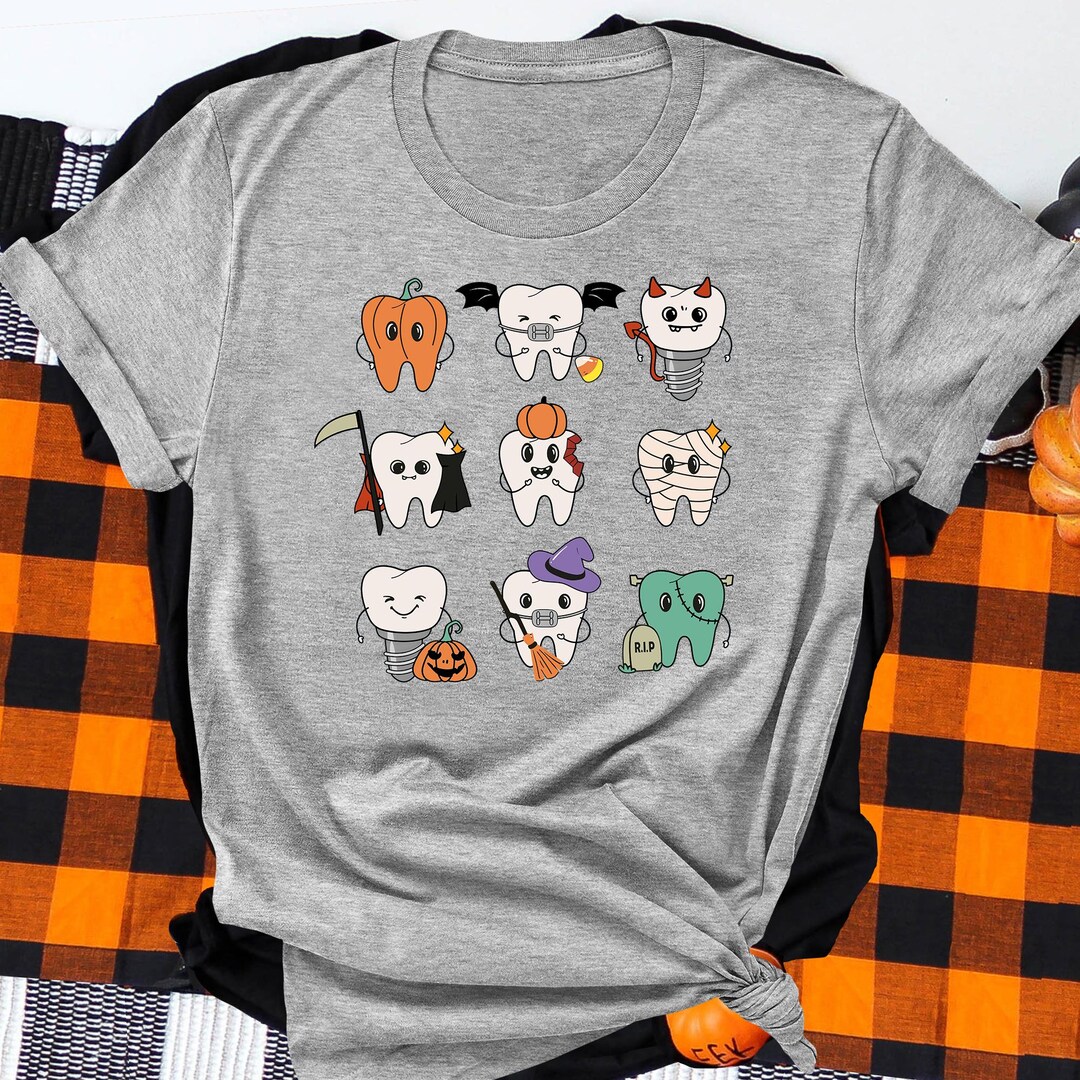 Funny Halloween Teeth Shirt, Spooky Dentist Shirt, Halloween Dental ...