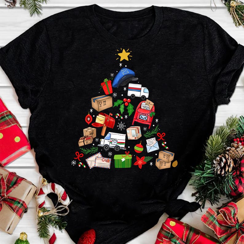 Postal Worker Christmas Tree Shirt, Christmas Postal Life Shirt, Postal ...