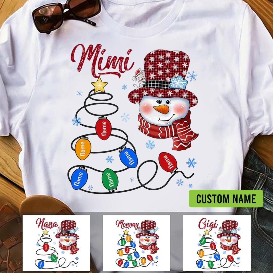 Mimi Snowman Christmas Lights Tree Shirt, Funny Grandma Nana Mimi ...