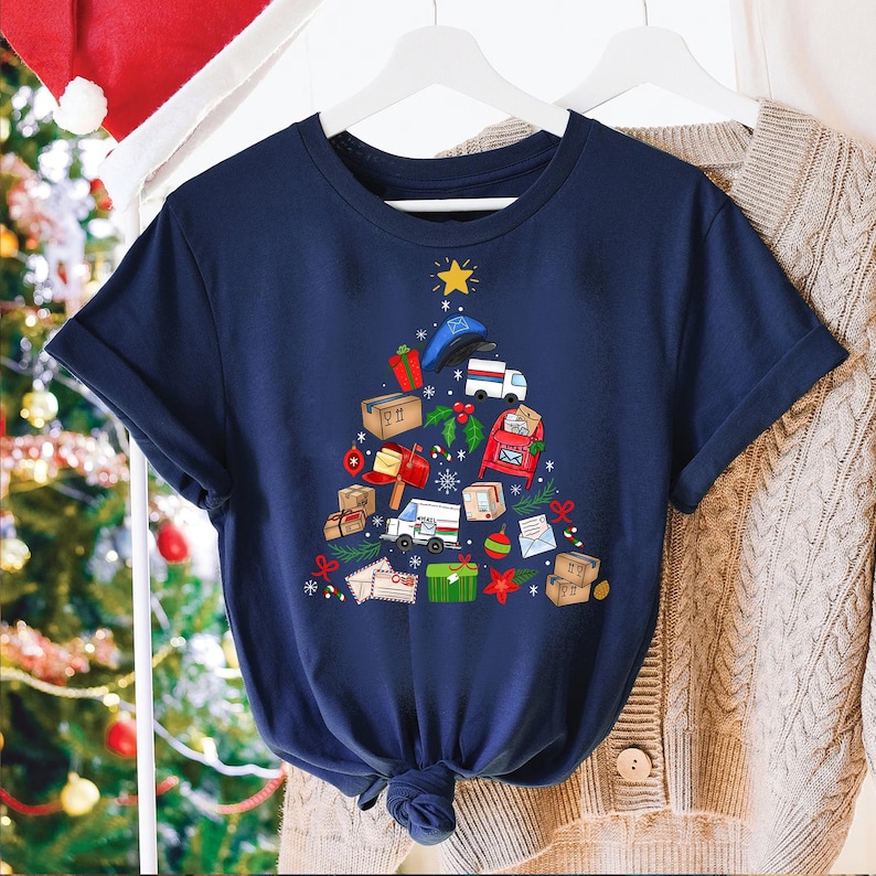 Postal Worker Christmas Tree Shirt, Christmas Postal Life Shirt, Postal ...