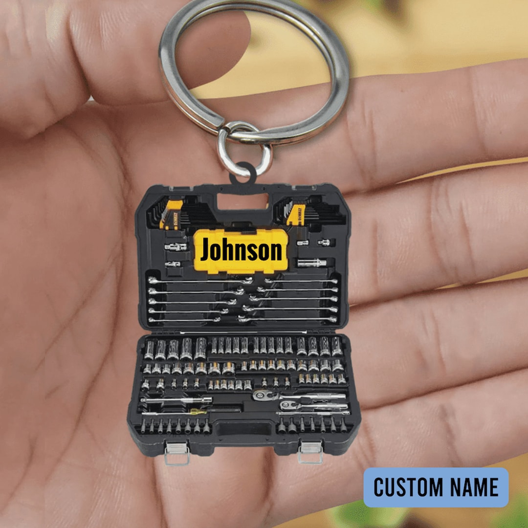 Personalized Mechanic Box 2D Keychain, Custom Name Mechanic 2D Keychain ...