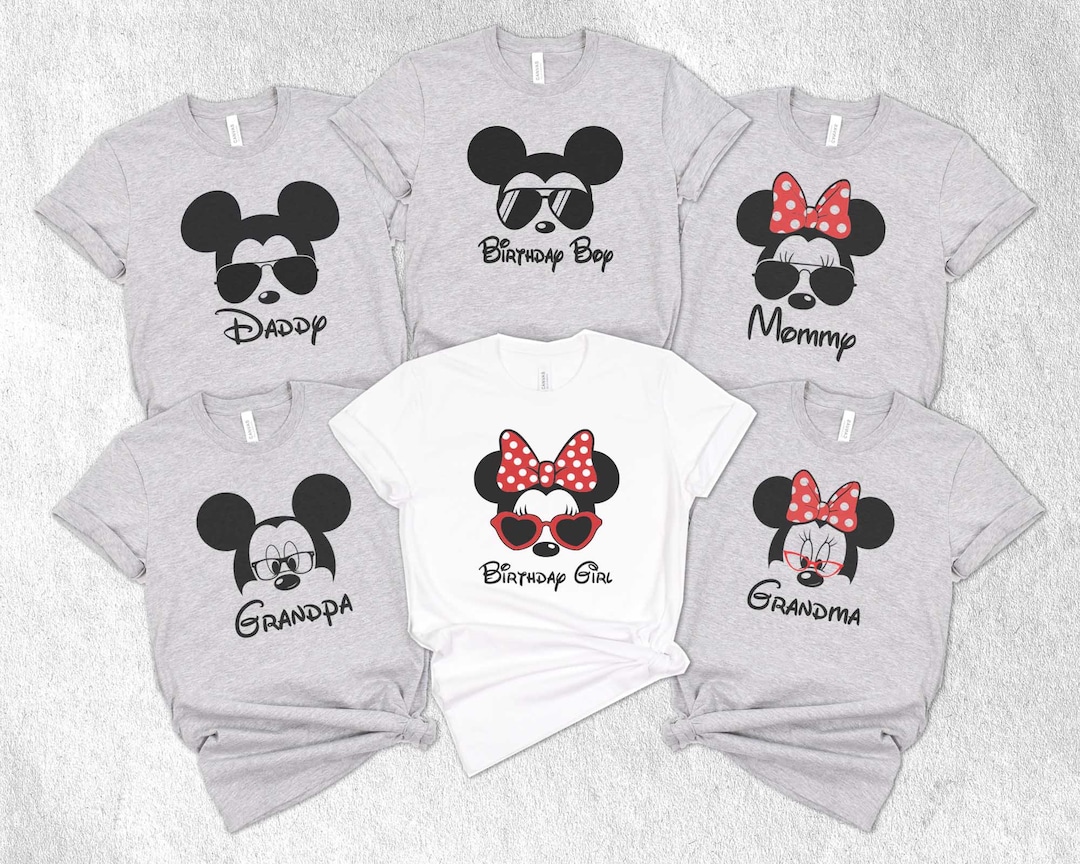 Mickey Ears Minnie Mouse Bow Aviator Sunglasses Shirt Matching Family ...
