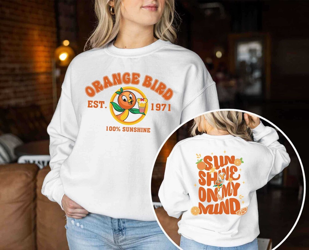Orange Bird Sweatshirt, Orange Bird 2 Sided Print Sweater, Sunshine on ...