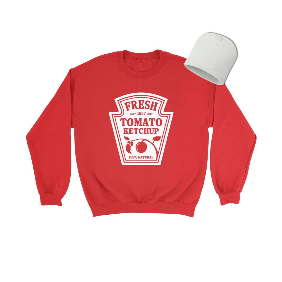 Tomato Ketchup Printed Red Sweatshirt With White Beanie Hat Funny ...