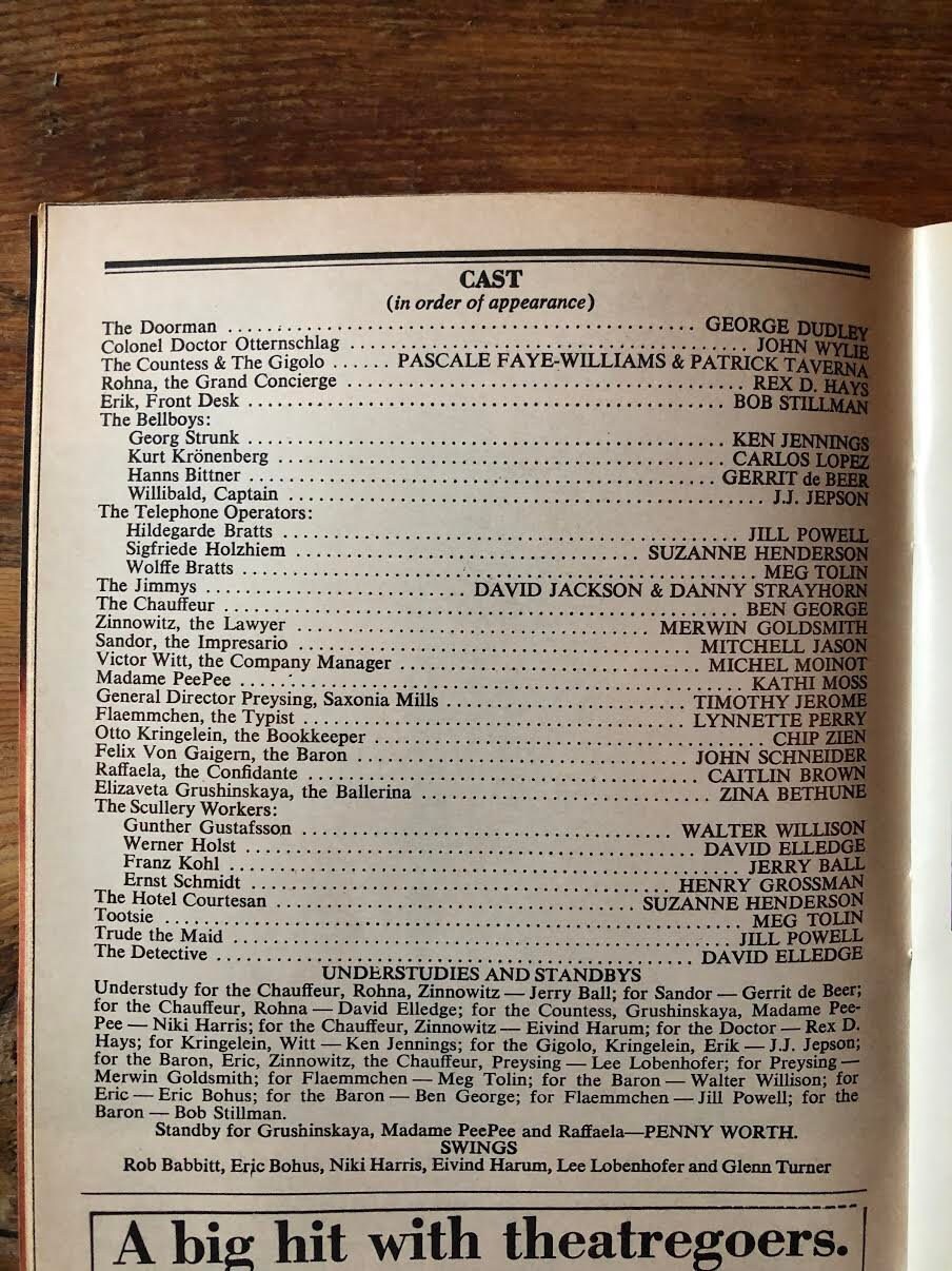 Grand Hotel the Musical Set de 4 Playbill's - Etsy España