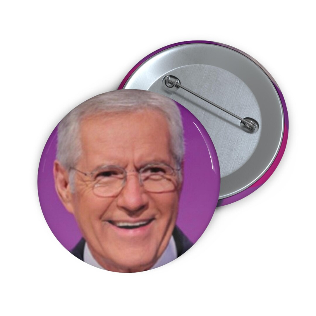 Alex Trebek Jeopardy Host Pinback Button, Custom Pin Buttons for Fans ...