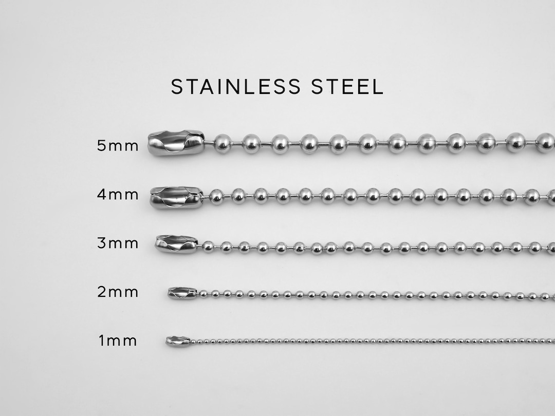 Stainless Steel Bead Chain Necklace: Waterproof Unisex Ball Chain (1 ...