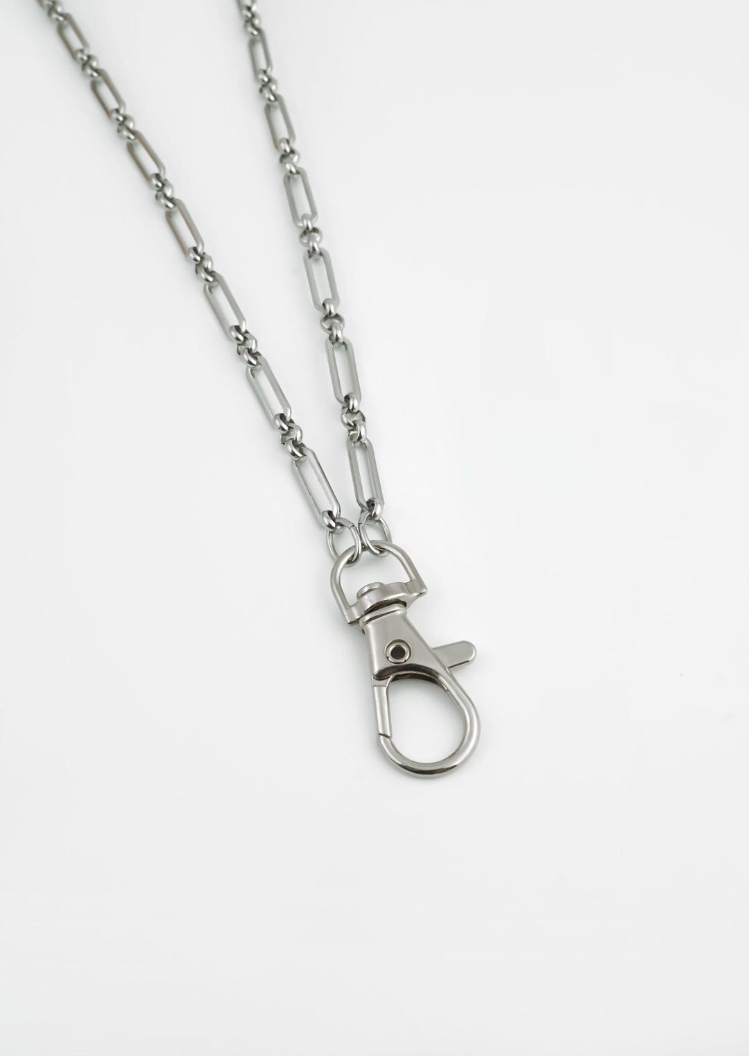 Stainless Steel Paper Clip Chain Lanyard Necklace - Swivel Lobster ...