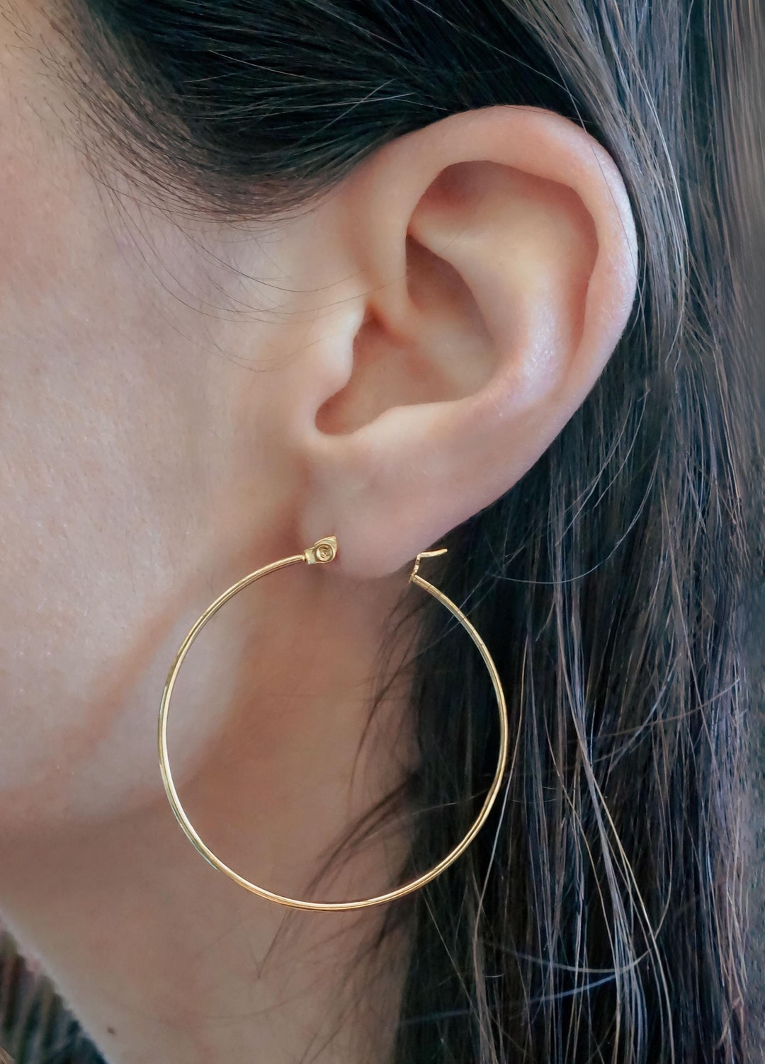 Round Hoop Earrings - 40mm Hoops - Simple Silver, Gold and Rose Gold ...
