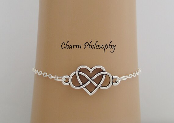 Heart Infinity Bracelet Heart Infinity Anklet Silver | Etsy