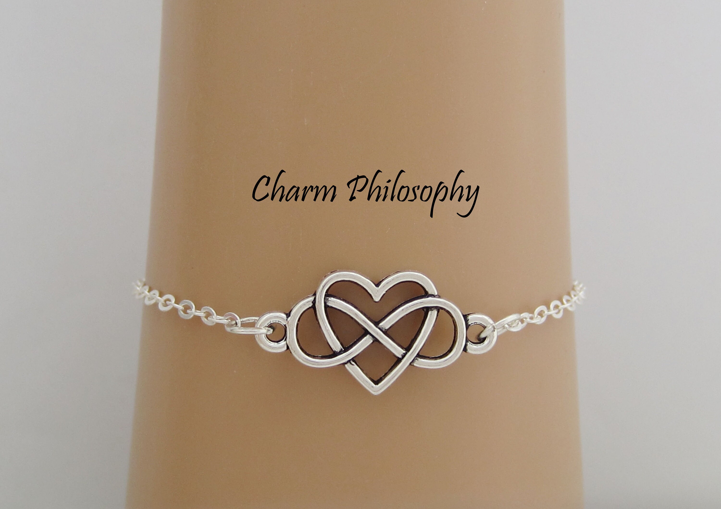 Heart Infinity Bracelet Heart Infinity Anklet Silver - Etsy Canada