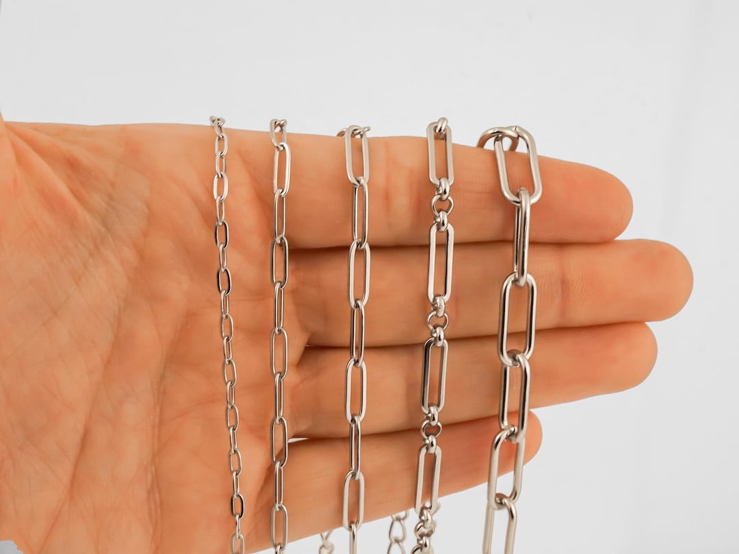 Stainless Steel Paper Clip Chain Necklace - Silver Paperclip Necklace ...