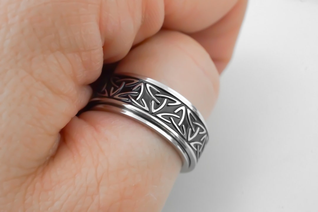 Celtic Knot Ring Stainless Steel Fidget Spinner Ring Silver Women's or ...