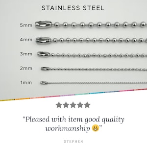 Stainless Steel Ball Chain Necklace - Silver Ball Chain - 1mm, 2mm, 3mm ...