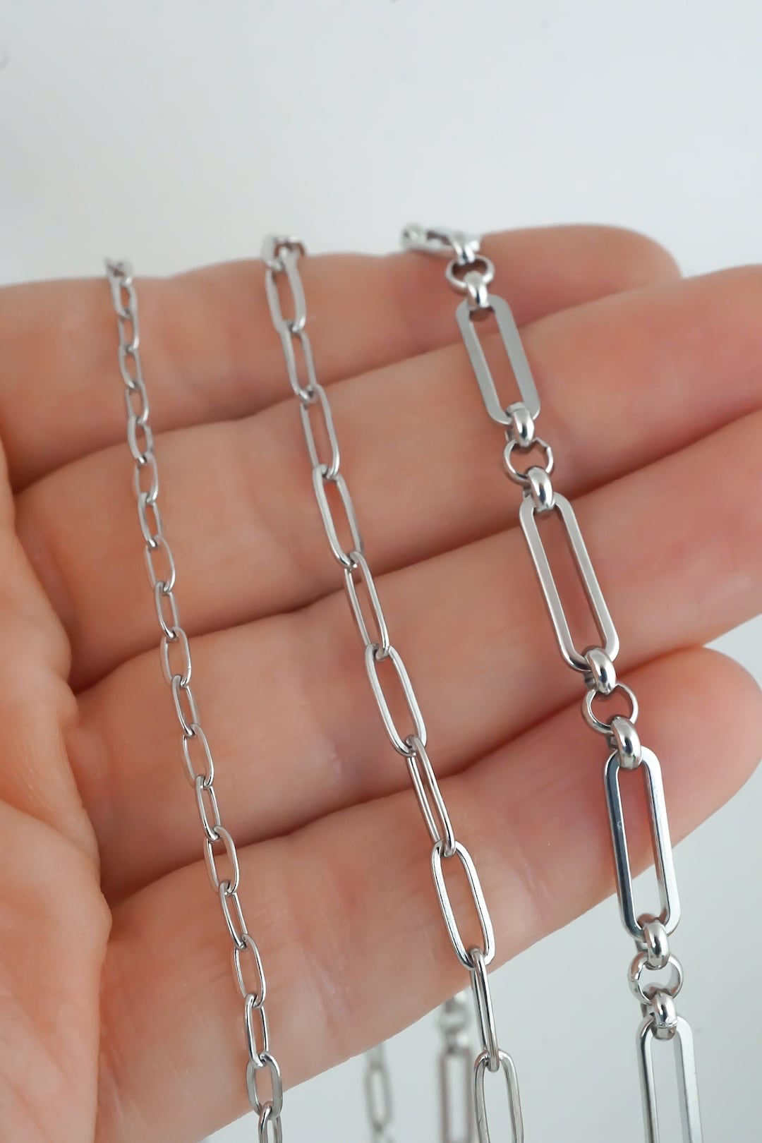 Stainless Steel Paper Clip Chain Necklace - Silver Paperclip Necklace ...