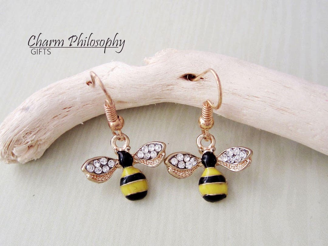 Bumblebee Earrings Bumble Bee Gifts Insect Jewelry Dangle Bee Earrings ...