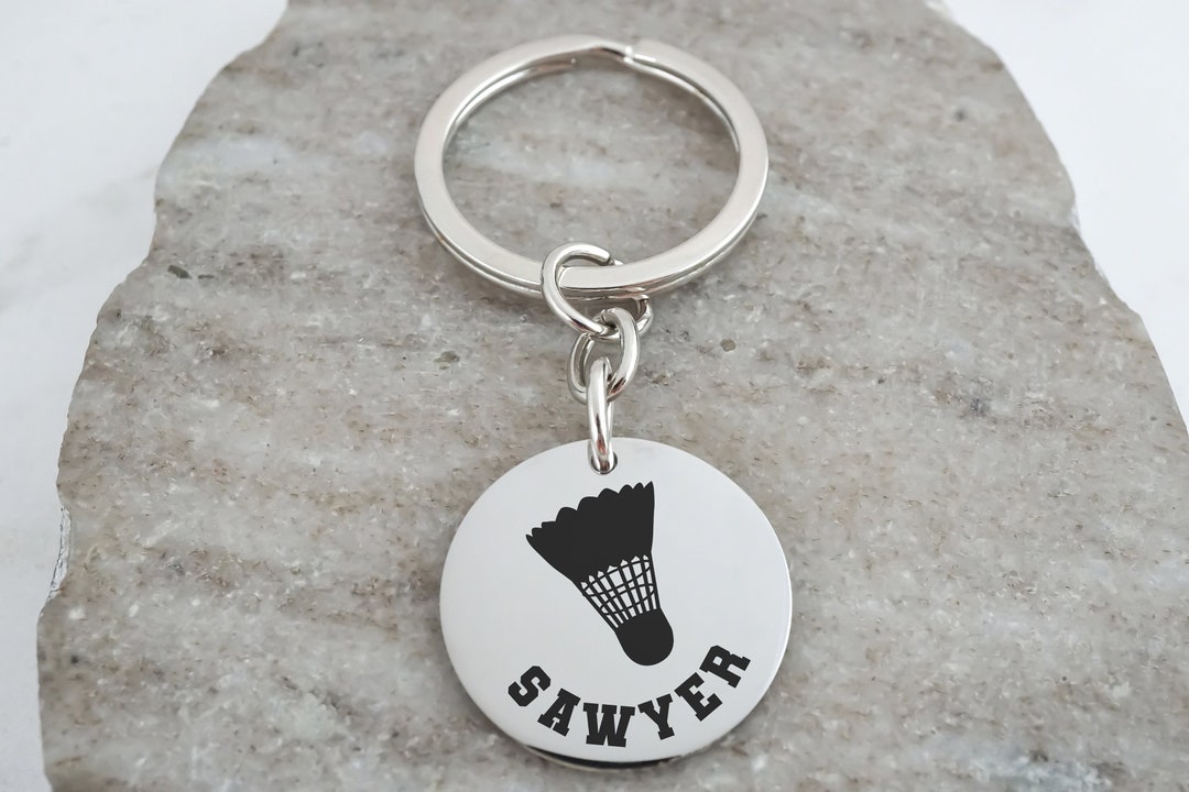 Personalized Badminton Keychain: Stainless Steel Birdie Charm, Custom ...