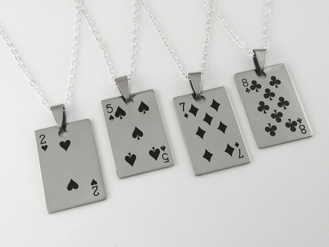 Playing Card Necklace - Card Keychain or Purse Clip - Personalized Dad ...