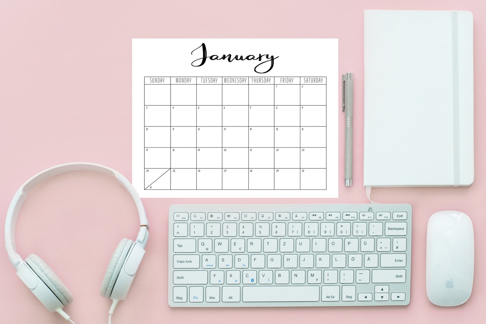 Printable 12 Month Calendar | Etsy UK