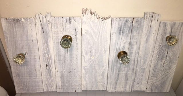 Reclaimed Wood White Cedar Wall Rack, Crystal Door Knob Cedar Wall Rack ...