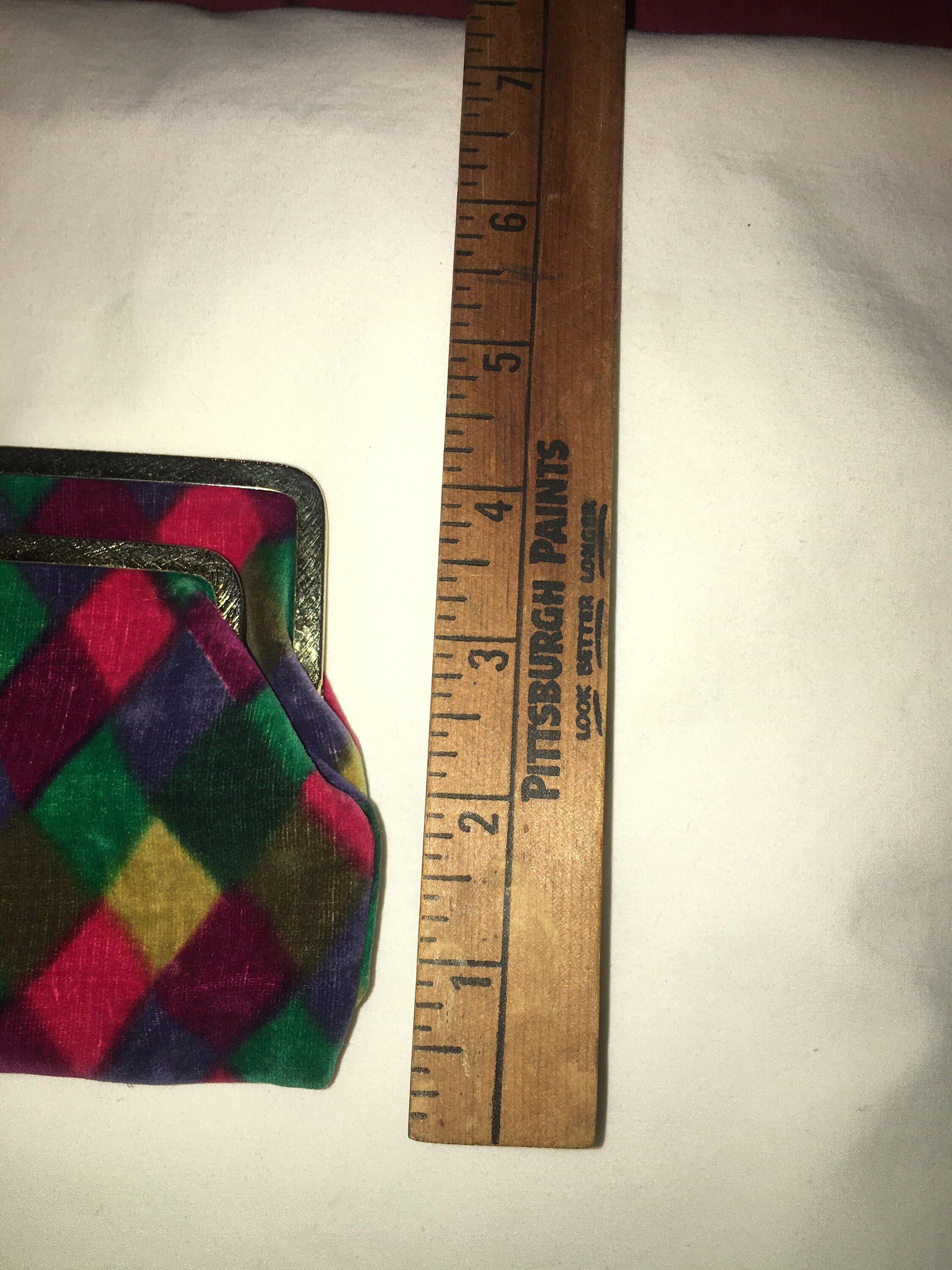 Vintage 70s 80s Harlequin Diamond Velvet Double Wallet Coin Purse ...
