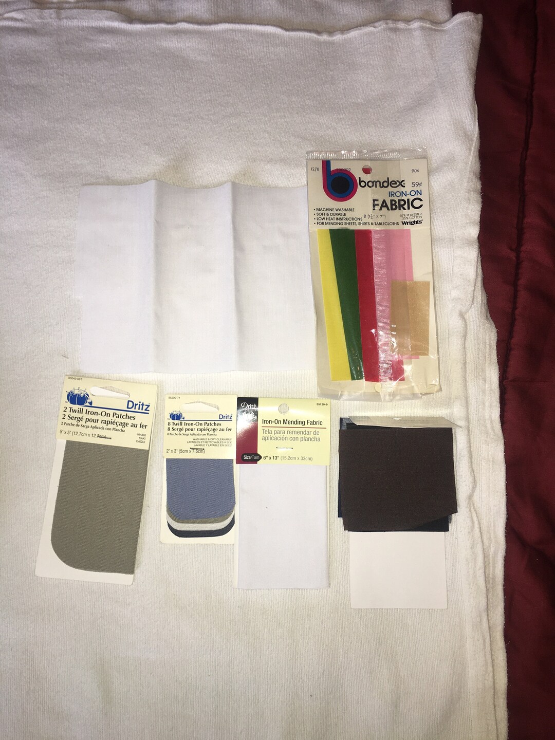 Bondex Lot of Iron on Mending Fabric Vintage NOS New in Packages Multi ...