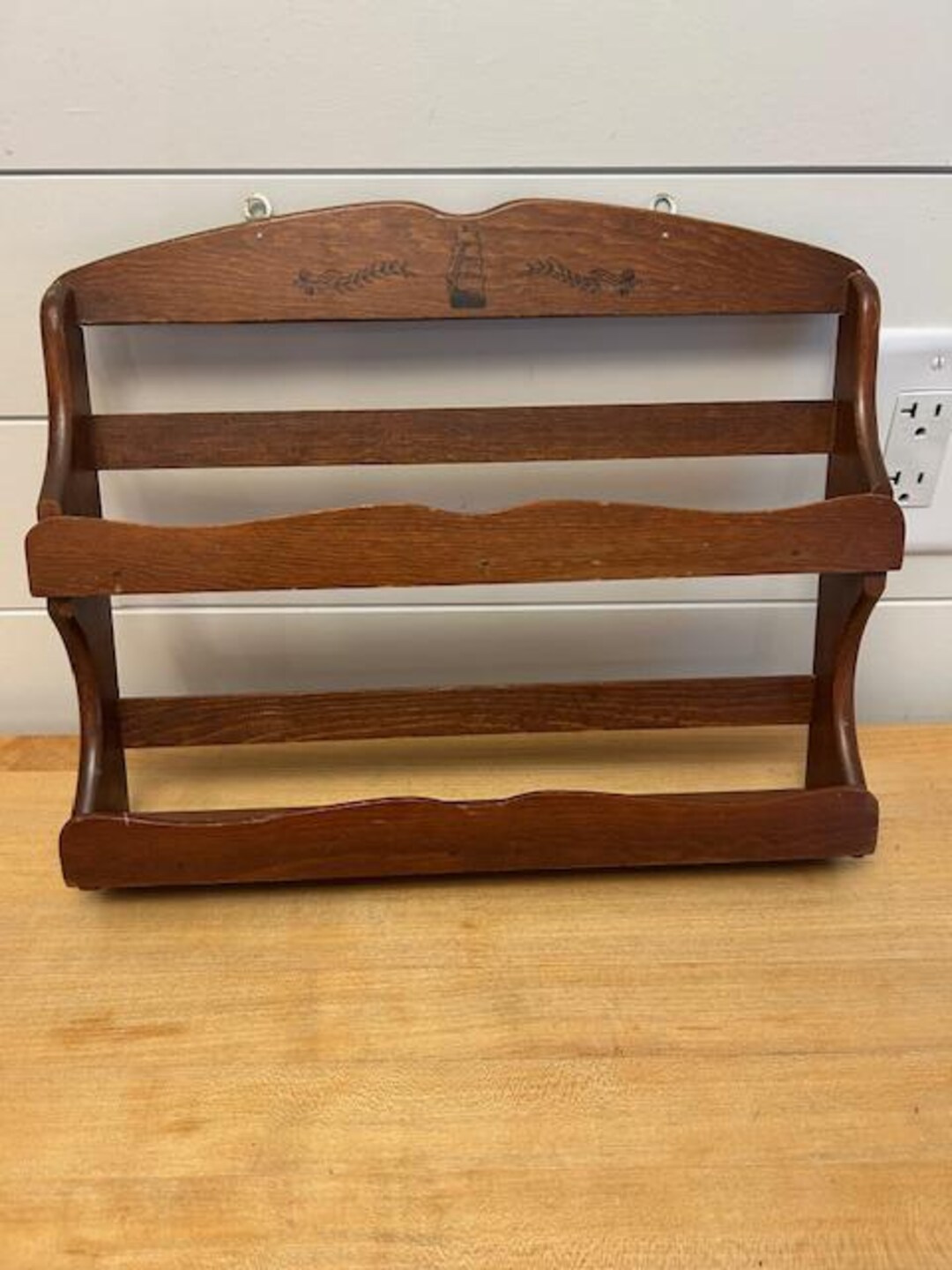 Vintage MCM Country 2 Shelf Spice Rack 1970s Solid Wood With Ship Motif ...