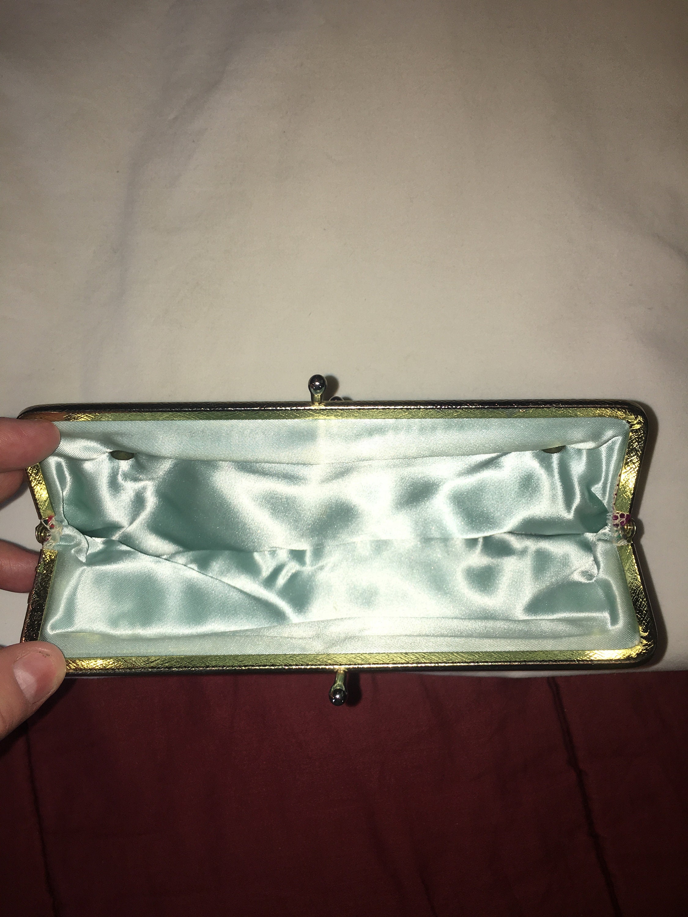 Vintage 70s 80s Harlequin Diamond Velvet Double Wallet Coin Purse ...