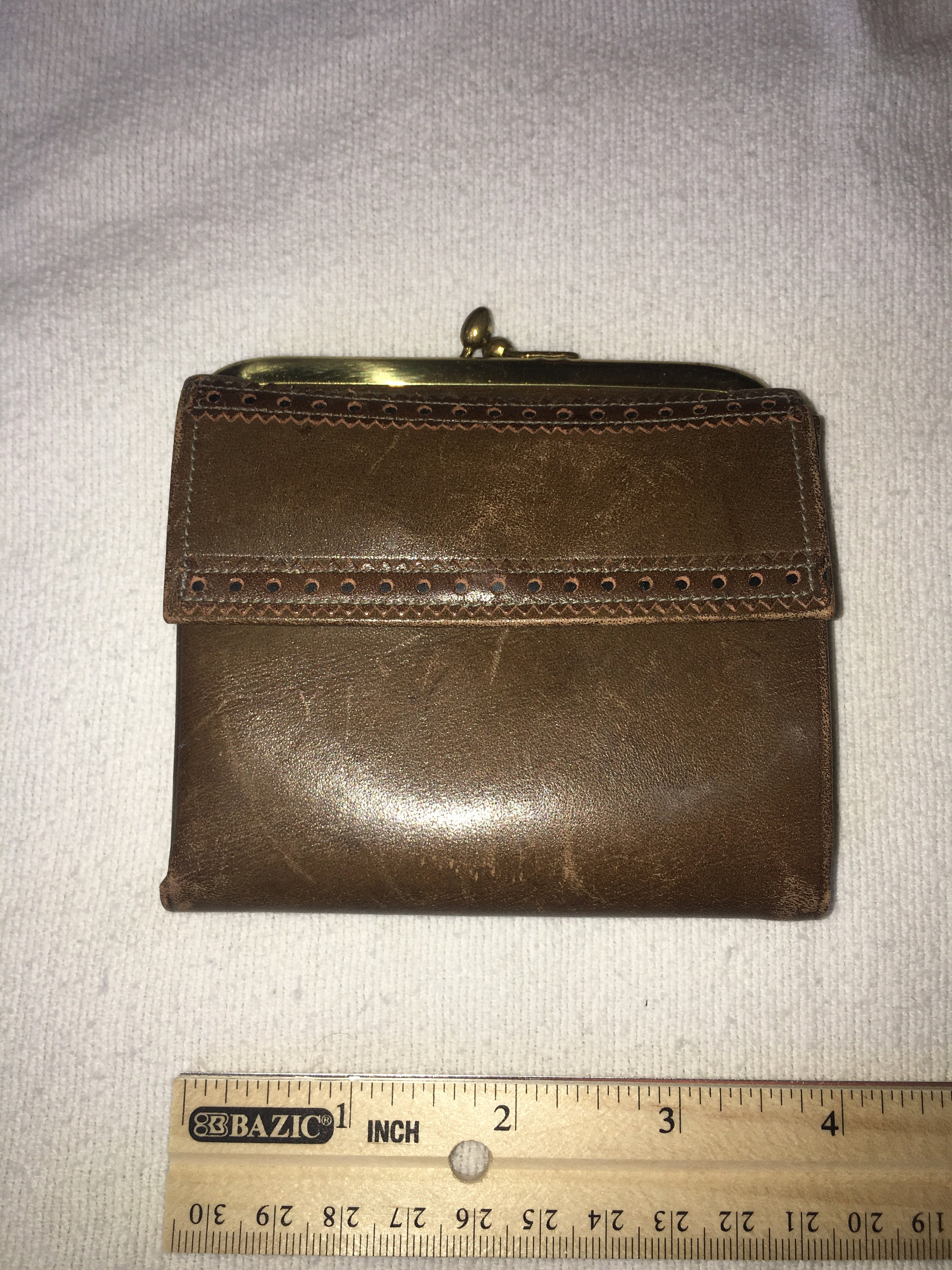 Princess Gardner Mid Century Modern Brown Leather Small Snap Wallet ...