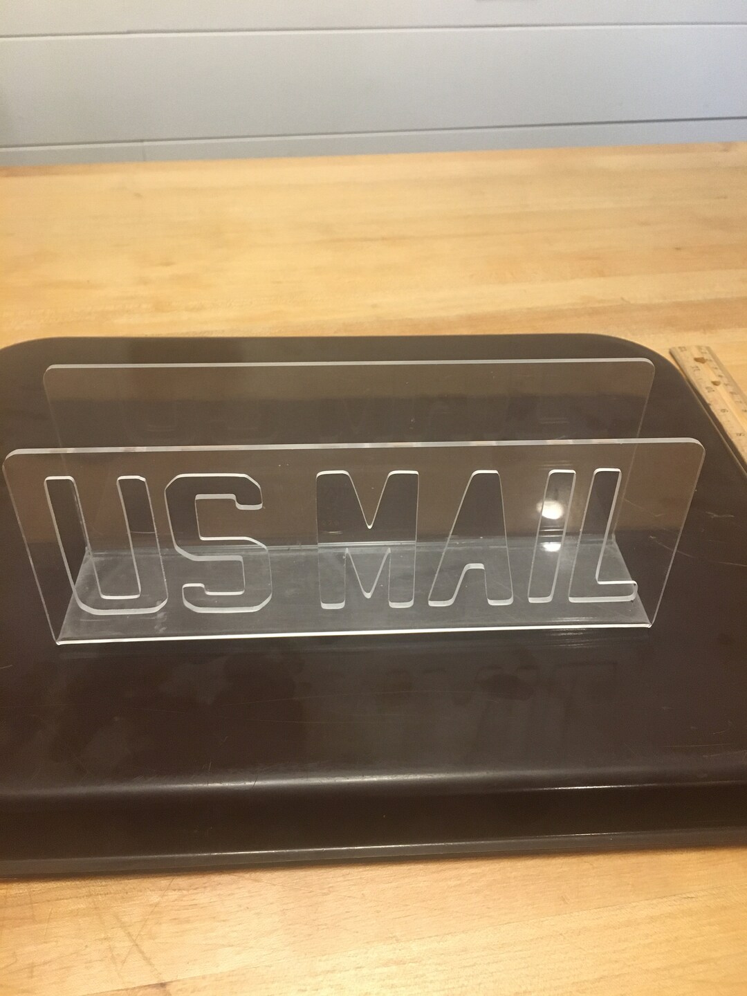 Vintage Desktop Mail Holder - 1970s US Mail Cutout Clear Lucite Stand ...