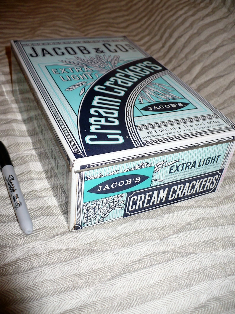 Jacob and Cos Cream Cracker Tin Extra Light Lidded Tin EUC No Wear ...